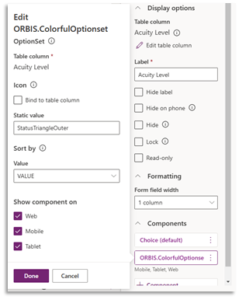 Colorful Optionset Component from PCF Gallery | Power Apps